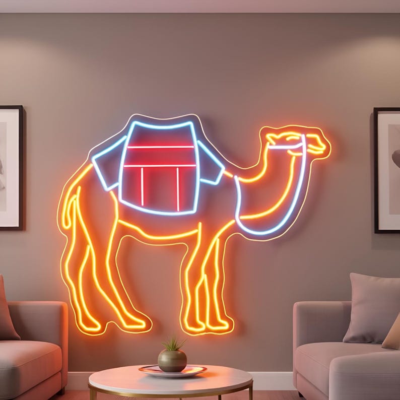Kamel Neon Sign, Wild Desert led Light Home Décor, Kamel Light up Sign ...