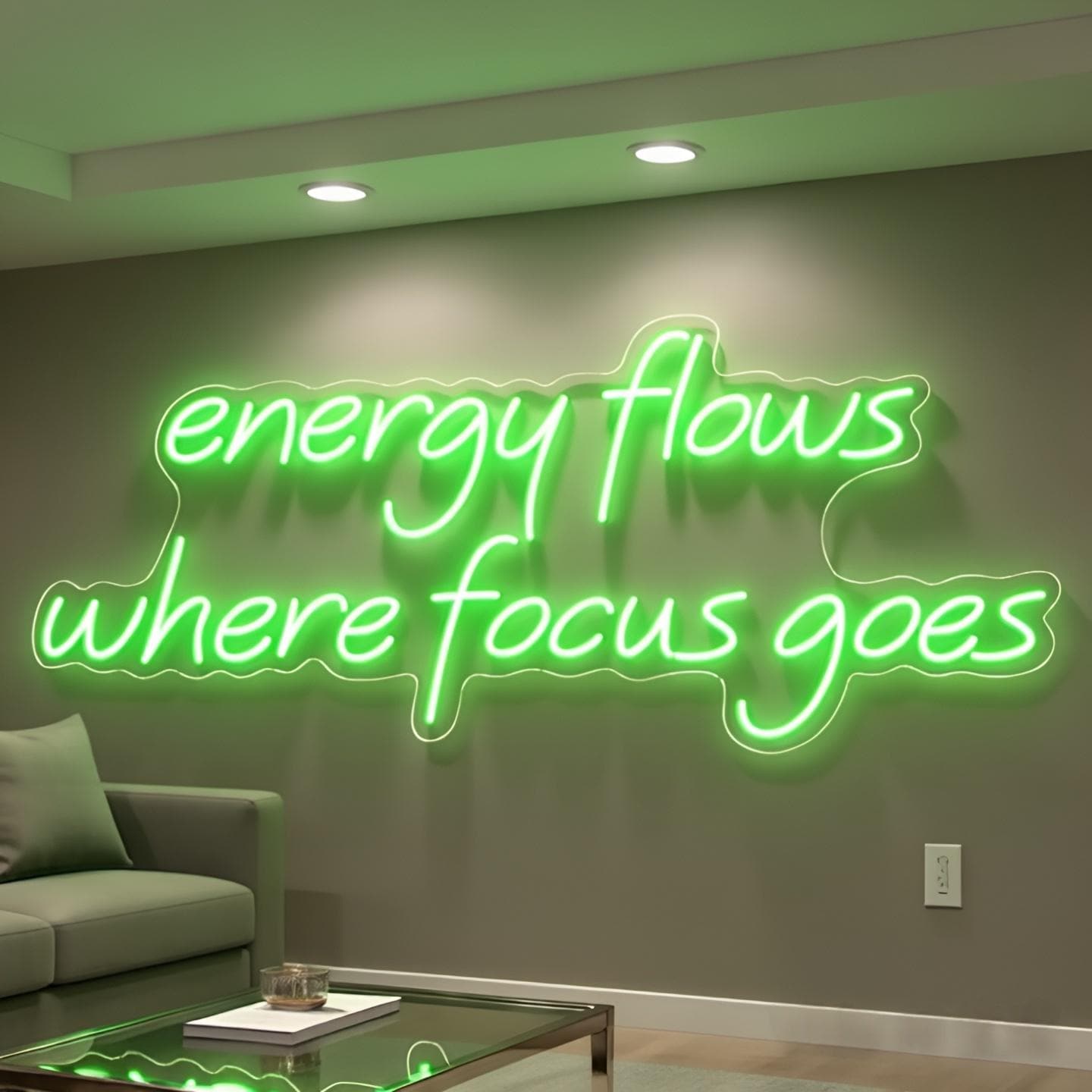 Energy Flows Where Focus Goes Neon Sign, Home Decor LED Light Sign ...
