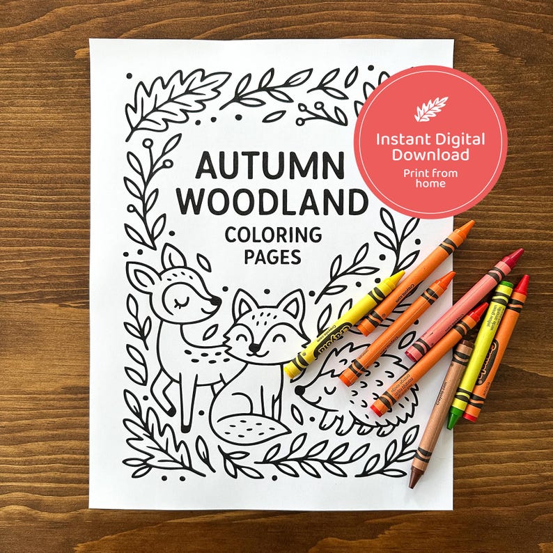 Fall Woodland Animals Coloring Pages: 70 Autumn Designs (digital ...