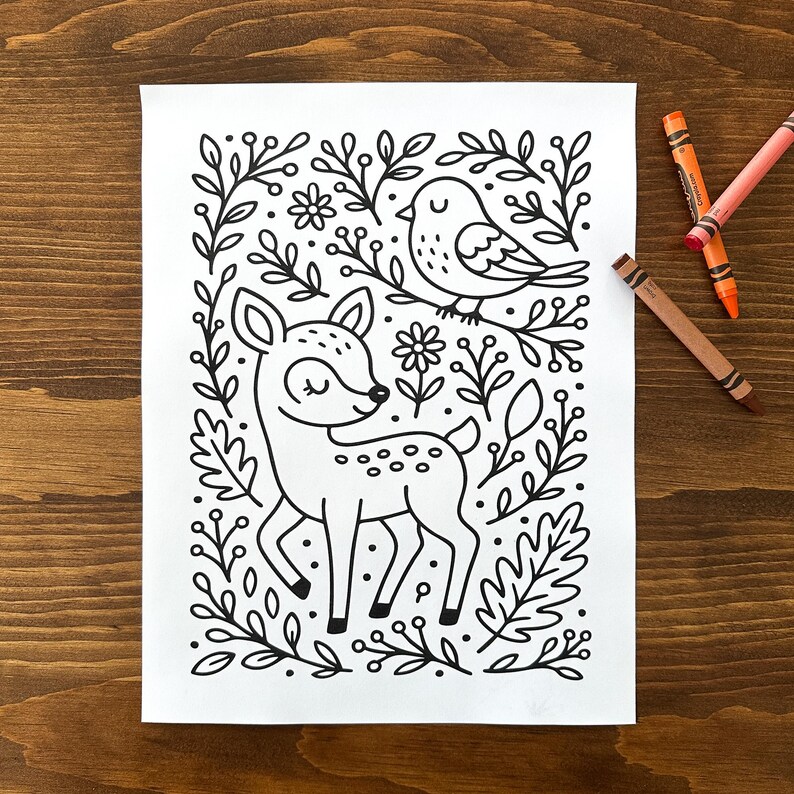Fall Woodland Animals Coloring Pages: 70 Autumn Designs (digital ...
