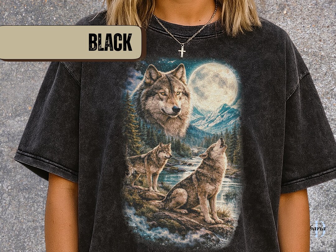 Retro Wolves T-shirt, Comfort Colors Boho Wolves Lovers Tee, Wolves ...