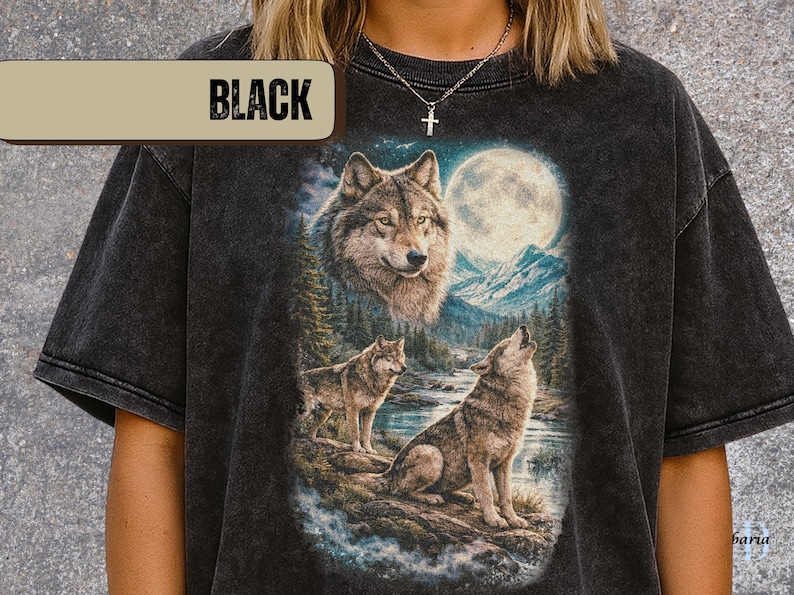Retro Wolves T-shirt, Comfort Colors Boho Wolves Lovers Tee, Wolves ...