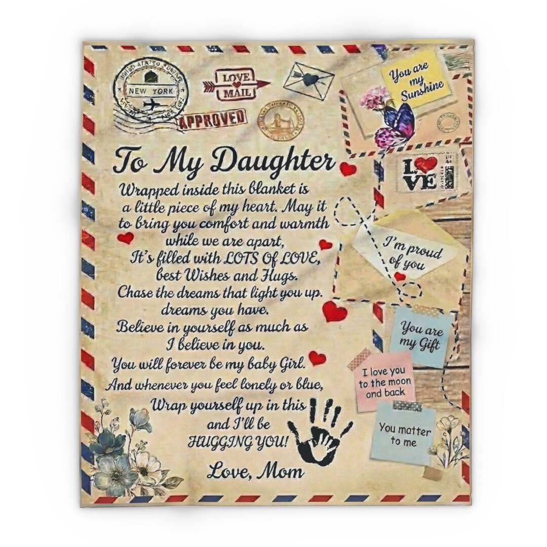 To My Daughter Heartfelt Letter Blanket Cozy Fleece Throw Gift From Mom ...