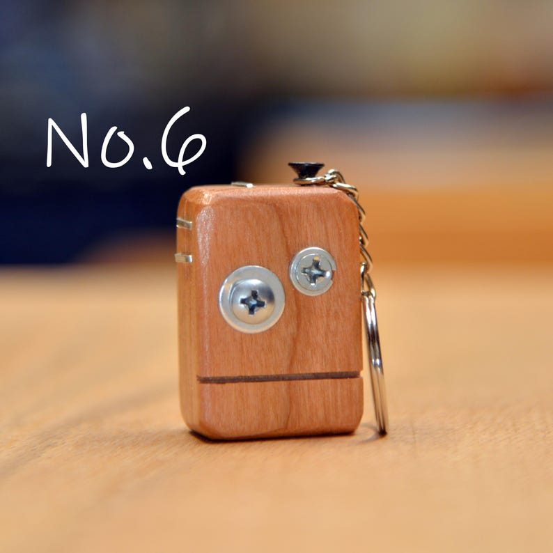 Handmade Wooden Robot Keychain: Screw Eye Character - Etsy
