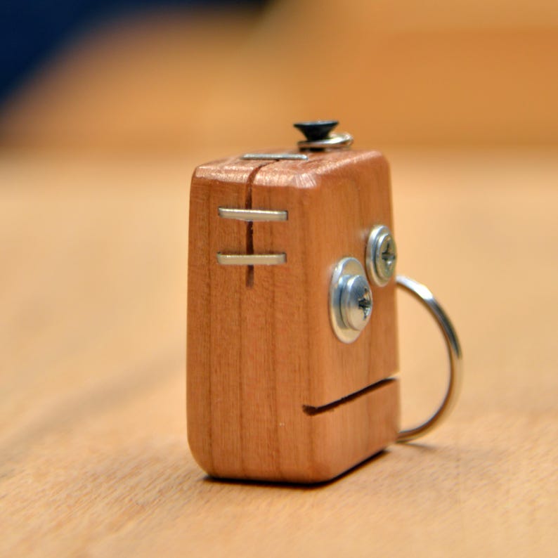 Handmade Wooden Robot Keychain: Screw Eye Character - Etsy