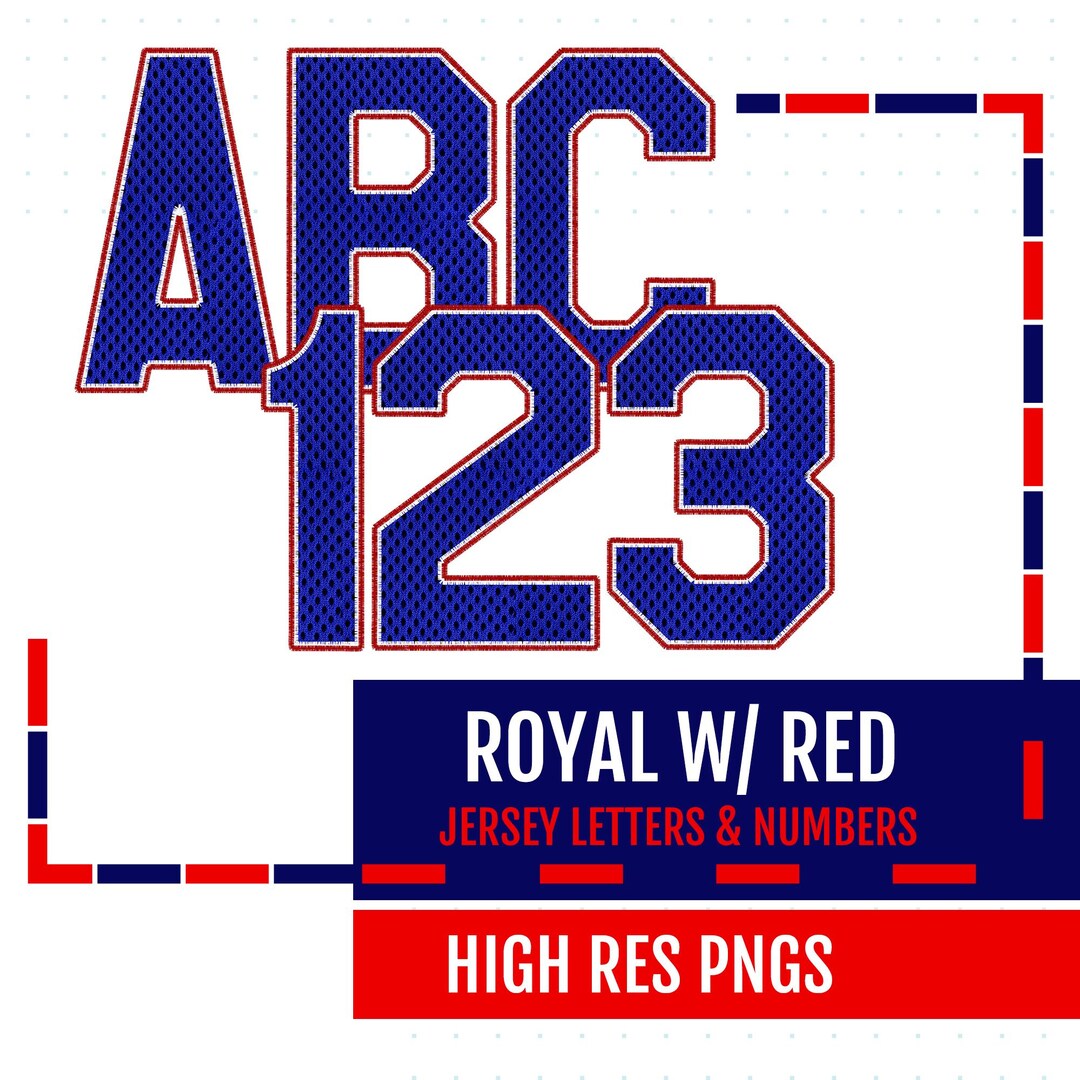 Royal With Red Sports Jersey Letters and Numbers Transparent Pngs ...