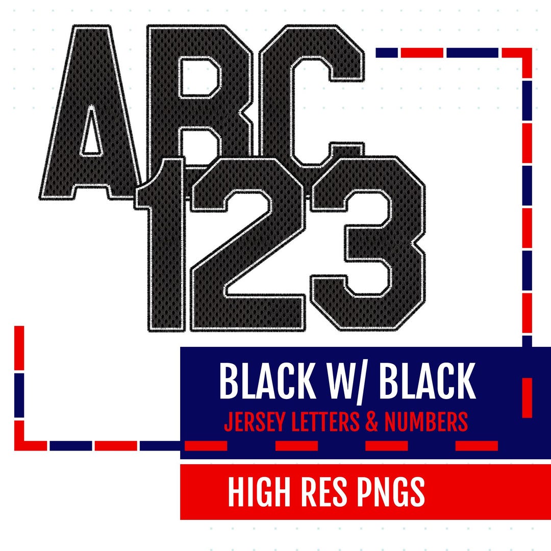 Black With Black Sports Jersey Letters and Numbers Transparent Pngs ...