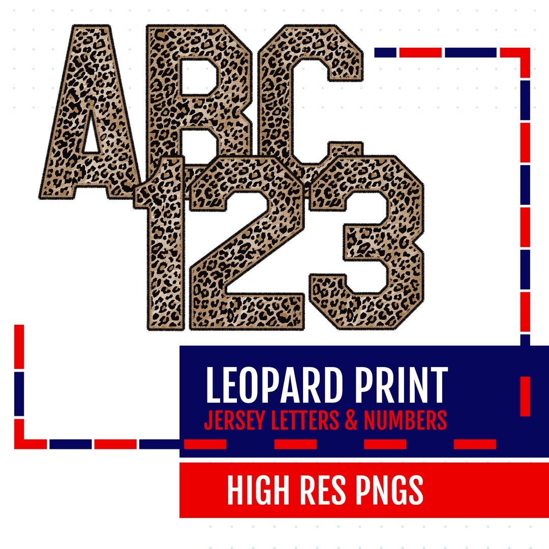 Leopard Print Sports Jersey Alphabet Letters and Numbers Transparent ...