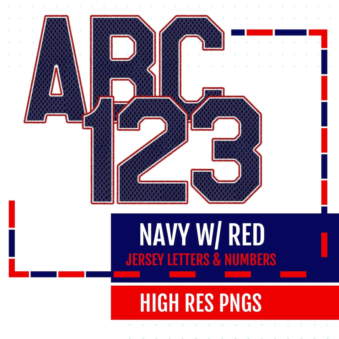 Navy Blue With Red Sports Jersey Letters and Numbers Transparent Pngs ...