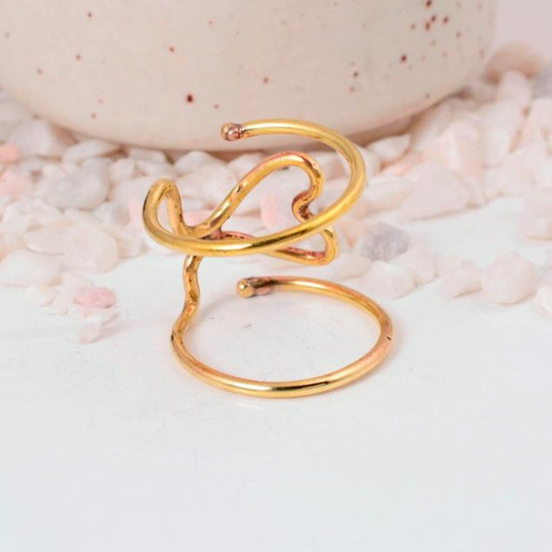 Wavy Contour Gold Finger Splint Ring • Adjustable Arthritis Support ...