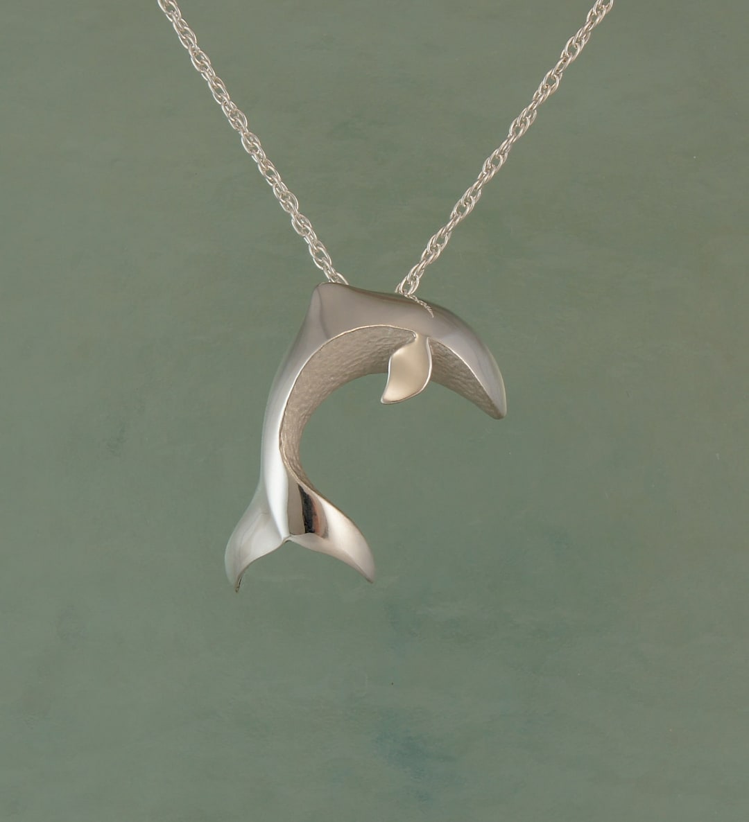 Small Silver Dolphin Pendant With Chain - Etsy