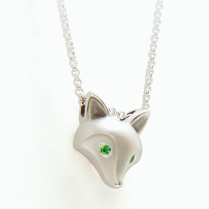 Fox Head Pendant , Sterling Silver Diamond Eyes - Etsy