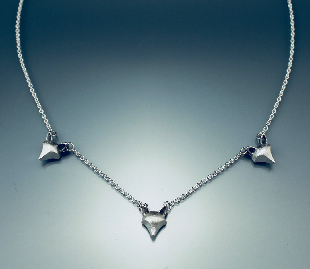 Fox Kit, Three Head Necklace, Silver - Etsy
