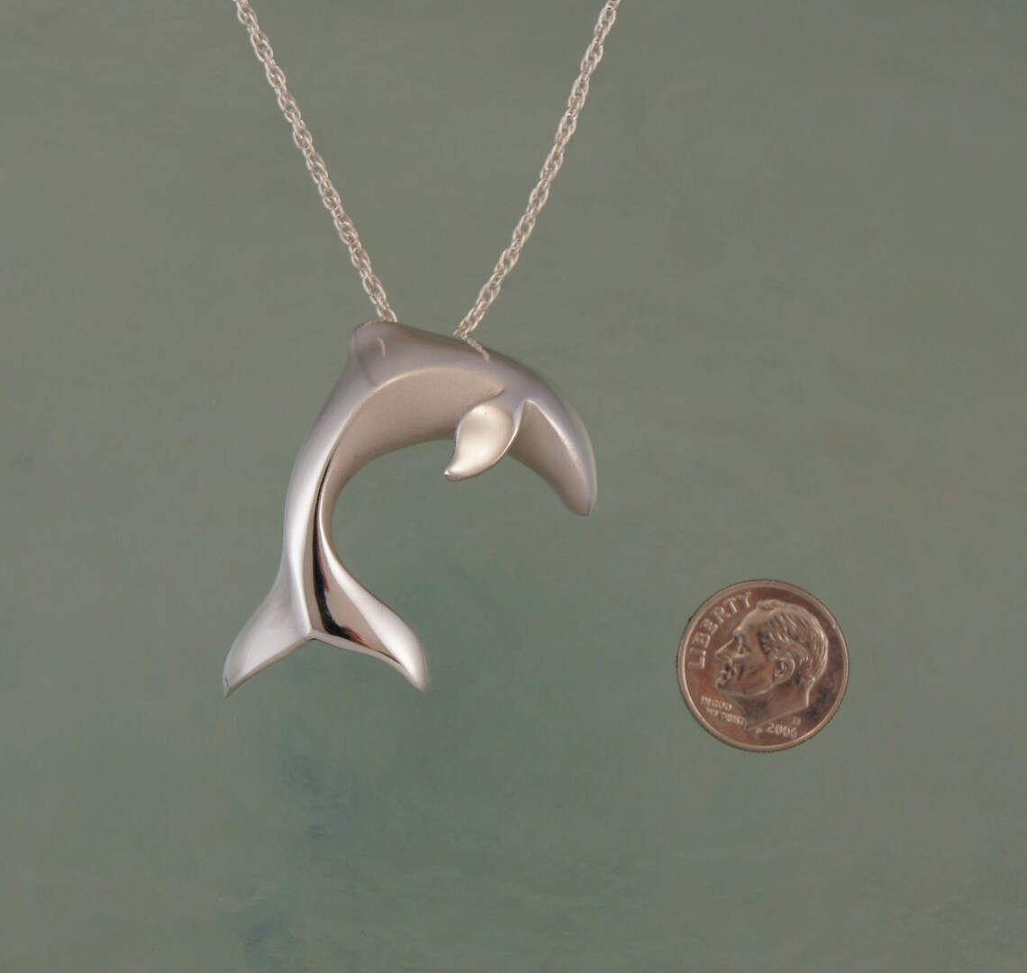 Small Silver Dolphin Pendant With Chain - Etsy