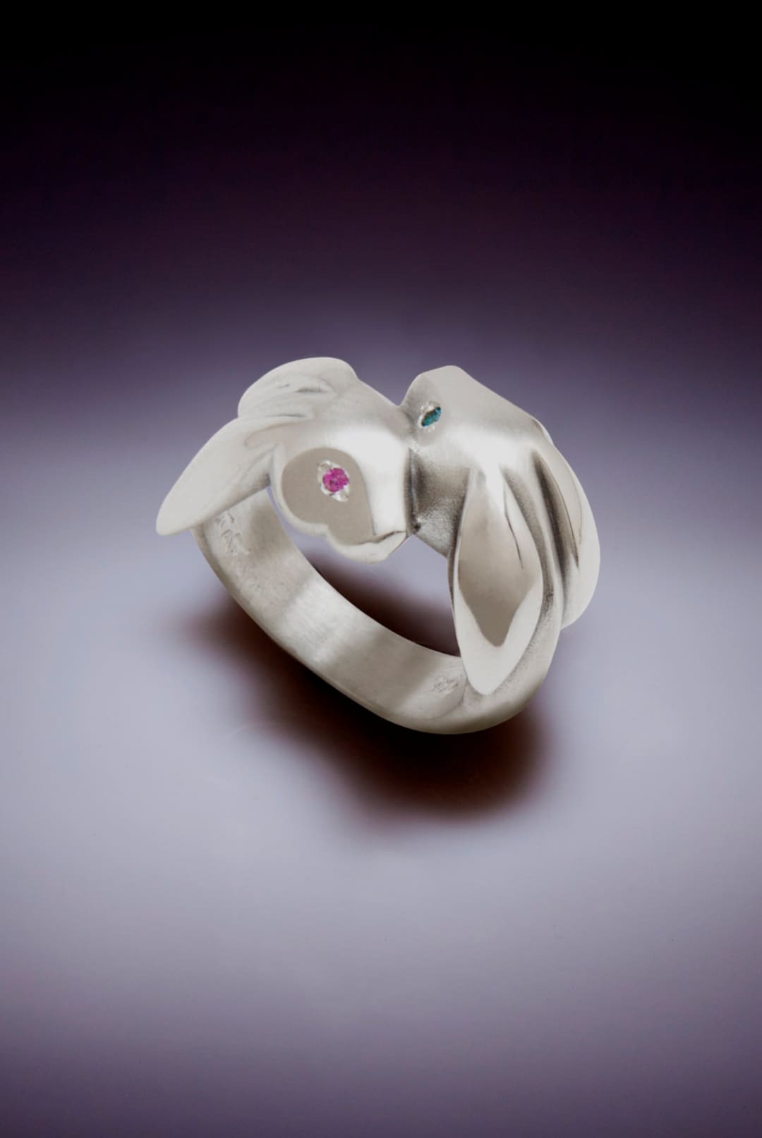 Bunny Love Ring, Sterling With Blue and Pink Sapphire Eyes - Etsy