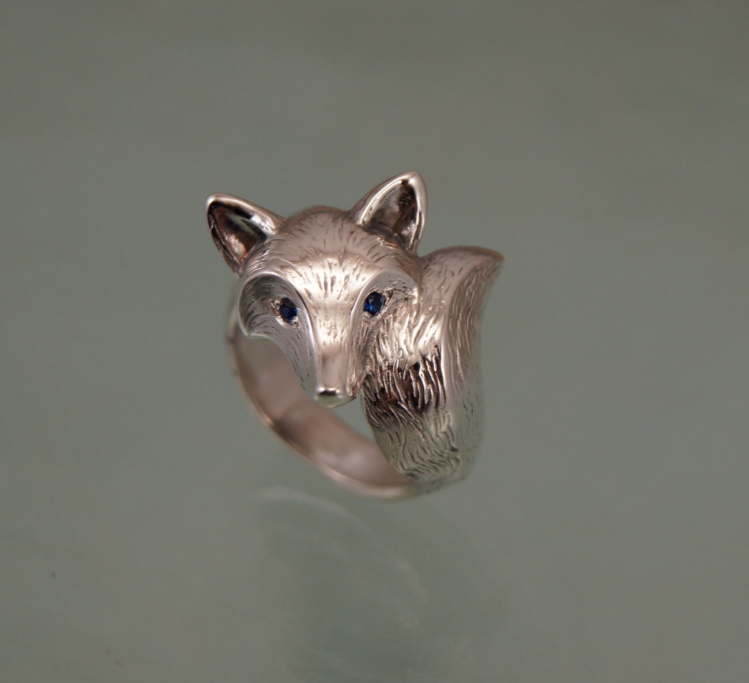 Furred Fox Ring DIAMOND EYES Silver. Pick Your Color - Etsy