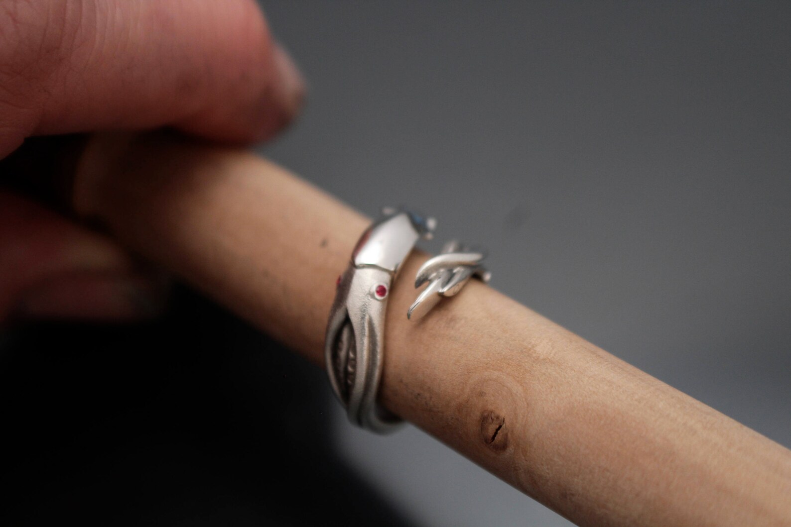 Squid Ring Silver With Gem Eyes | Etsy