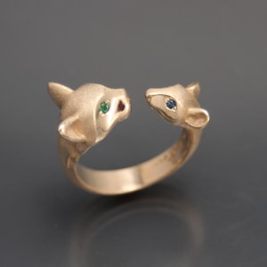 Cat and Mouse Ring , Bronze - Etsy