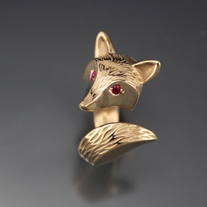 Furred Fox, Adjustable, Bronze. Diamond or Colored Stone Eyes - Etsy