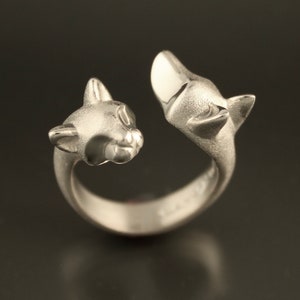 Cat and Dog Ring. Silver - Etsy