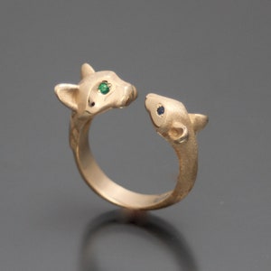 Cat and Mouse Ring , Bronze - Etsy
