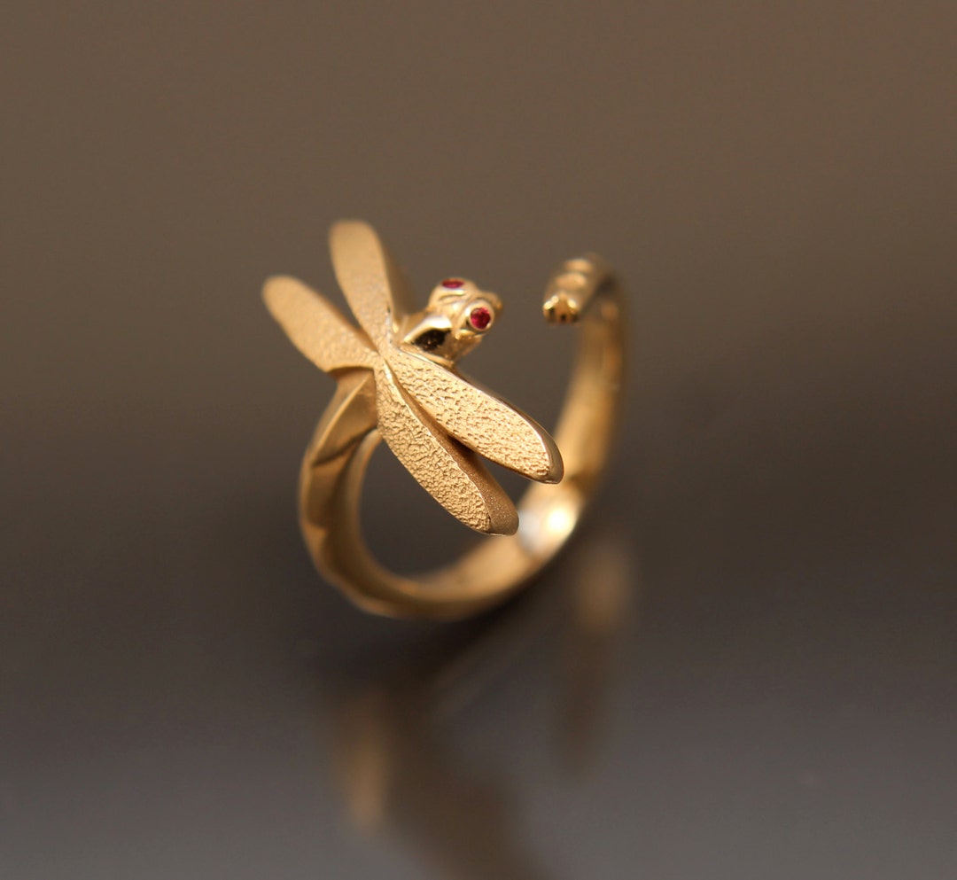 14 Kt Dragonfly Ring - Etsy