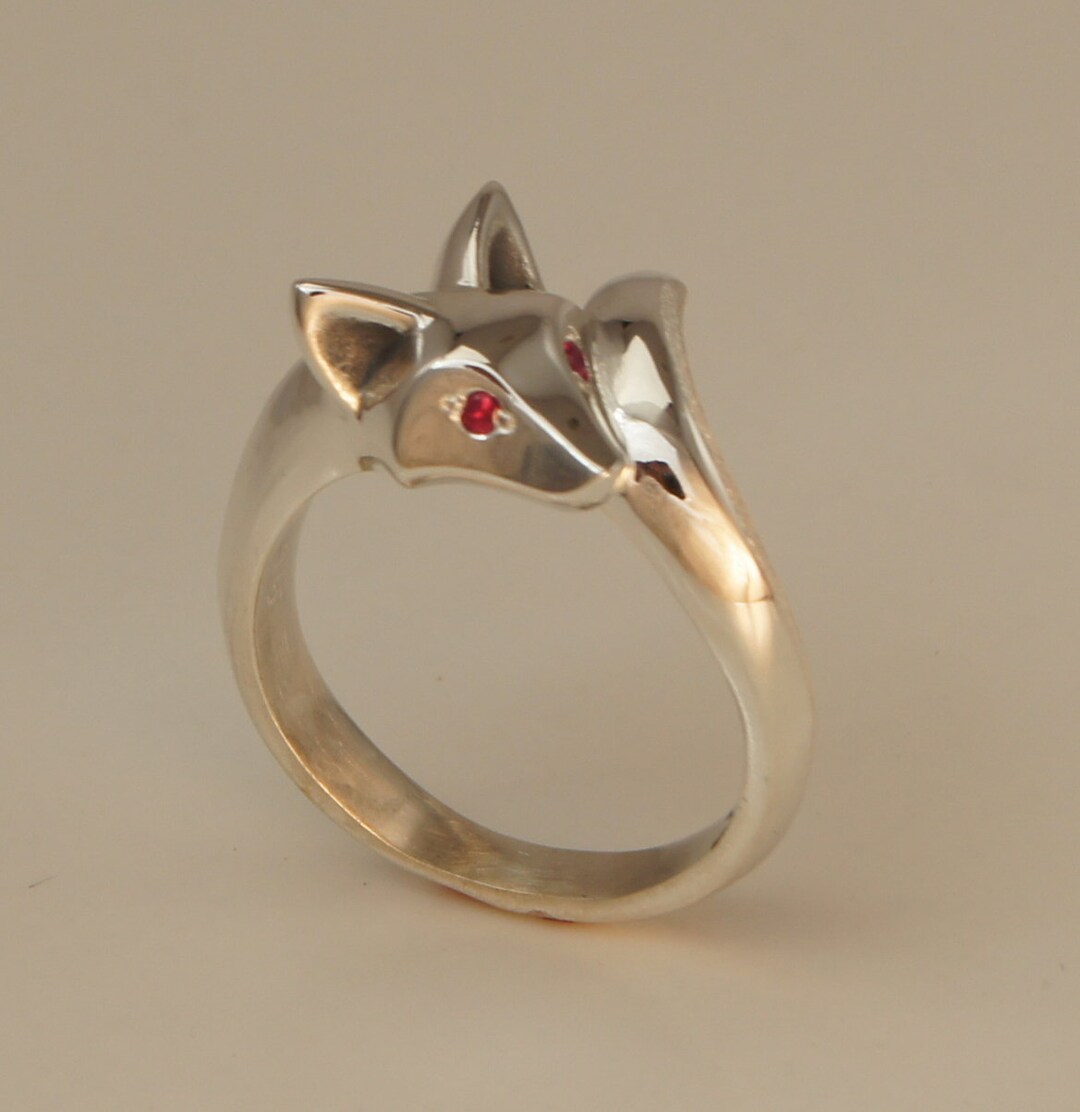 Baby Fox Ring. Silver, Pick Your Eye Color - Etsy