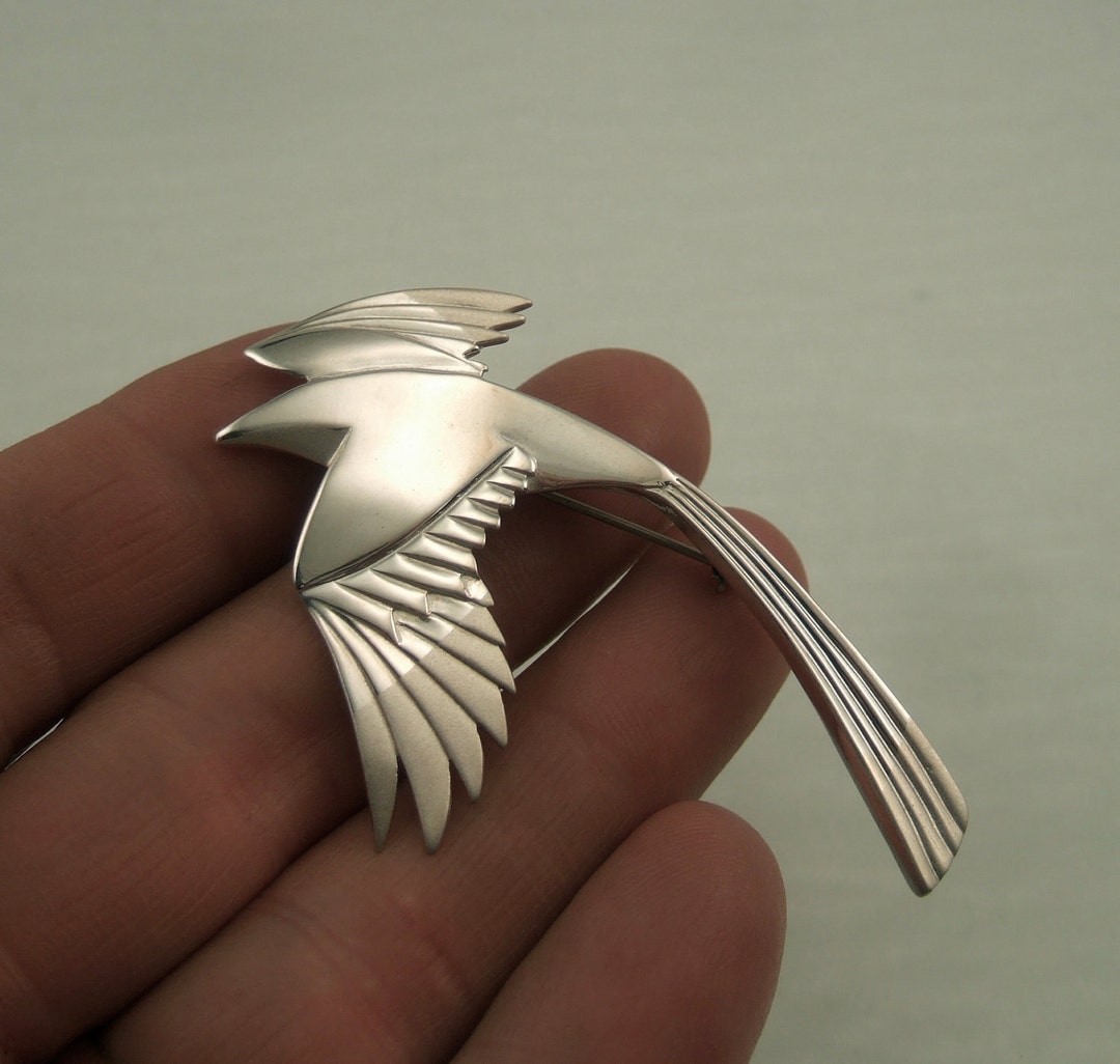 Sterling Silver Magpie Pin - Etsy