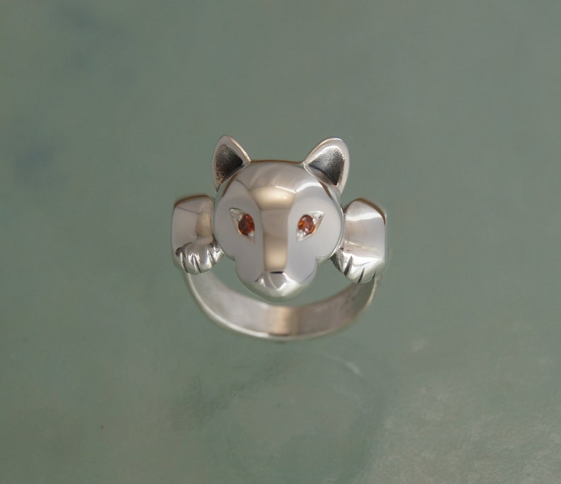 Leaping Puma Ring With Diamond Eyes, Pick Your Color - Etsy