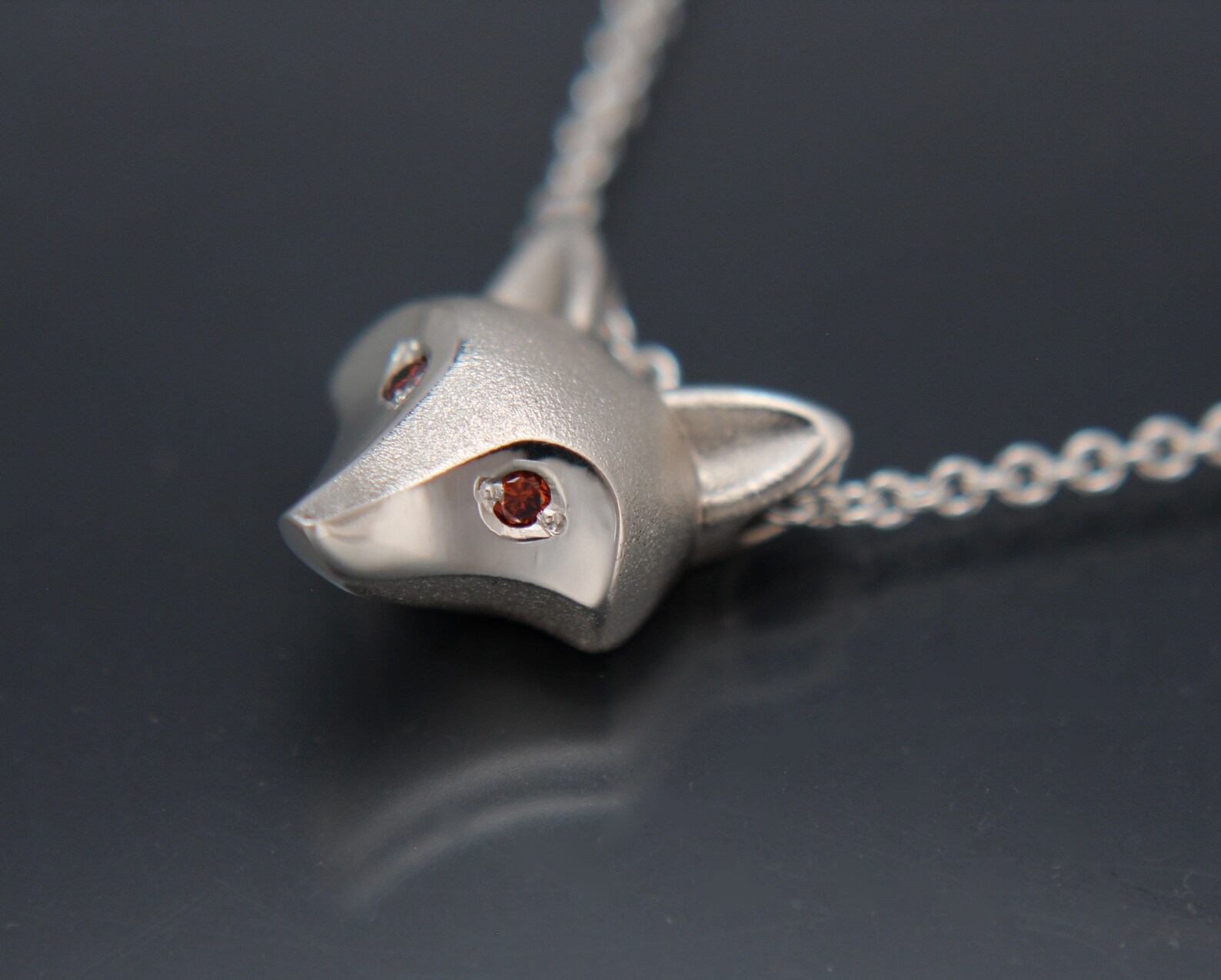 Fox Head Pendant , Sterling Silver Diamond Eyes - Etsy