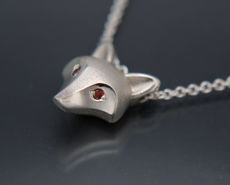 Fox Head Pendant , Sterling Silver Diamond Eyes - Etsy