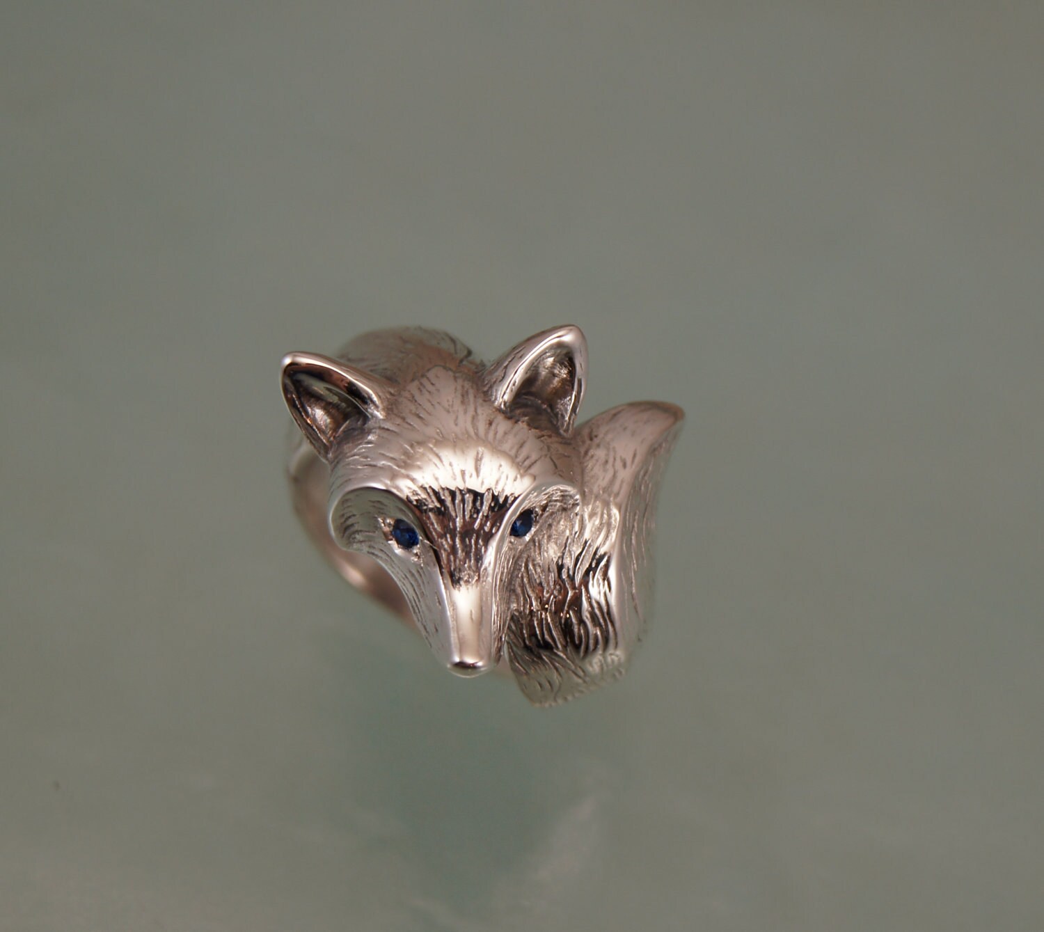 Furred Fox Ring DIAMOND EYES Silver. Pick Your Color - Etsy