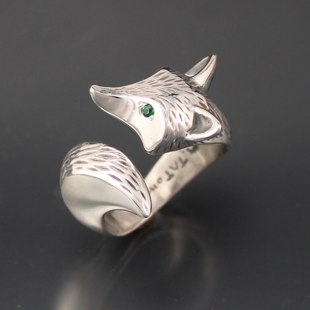 Furred Fox, Adjustable, Silver. Diamond or Colored Stone Eyes - Etsy