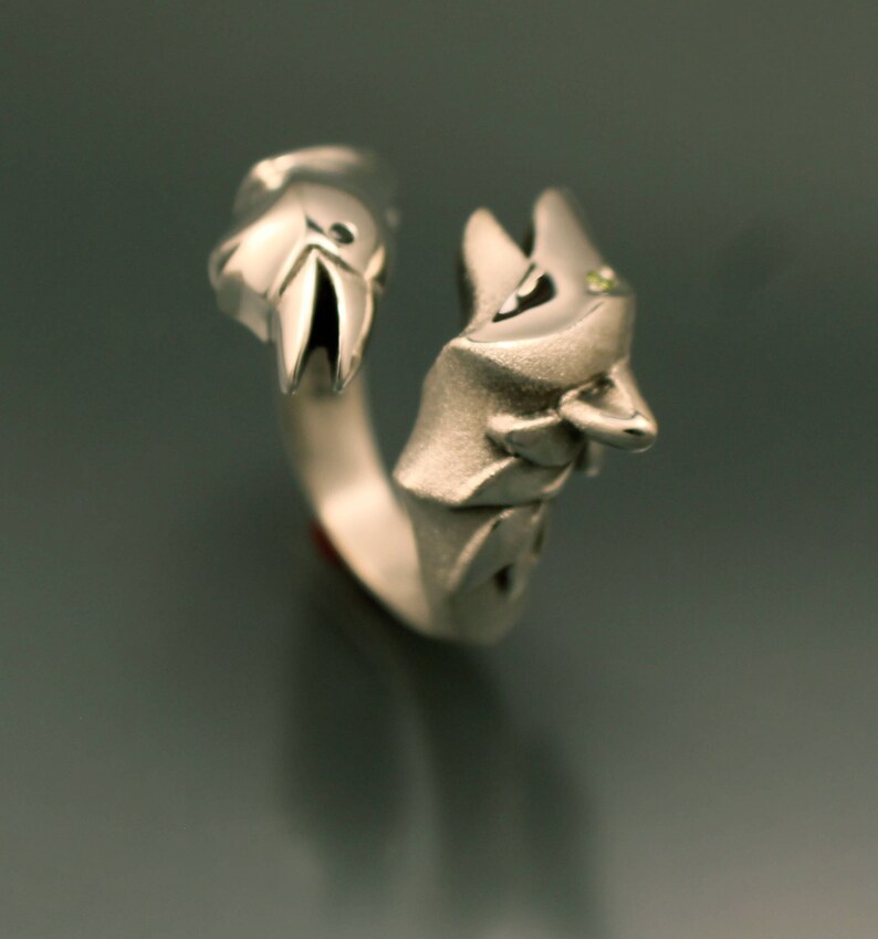 Raven/wolf Silver With Diamond Eyes - Etsy