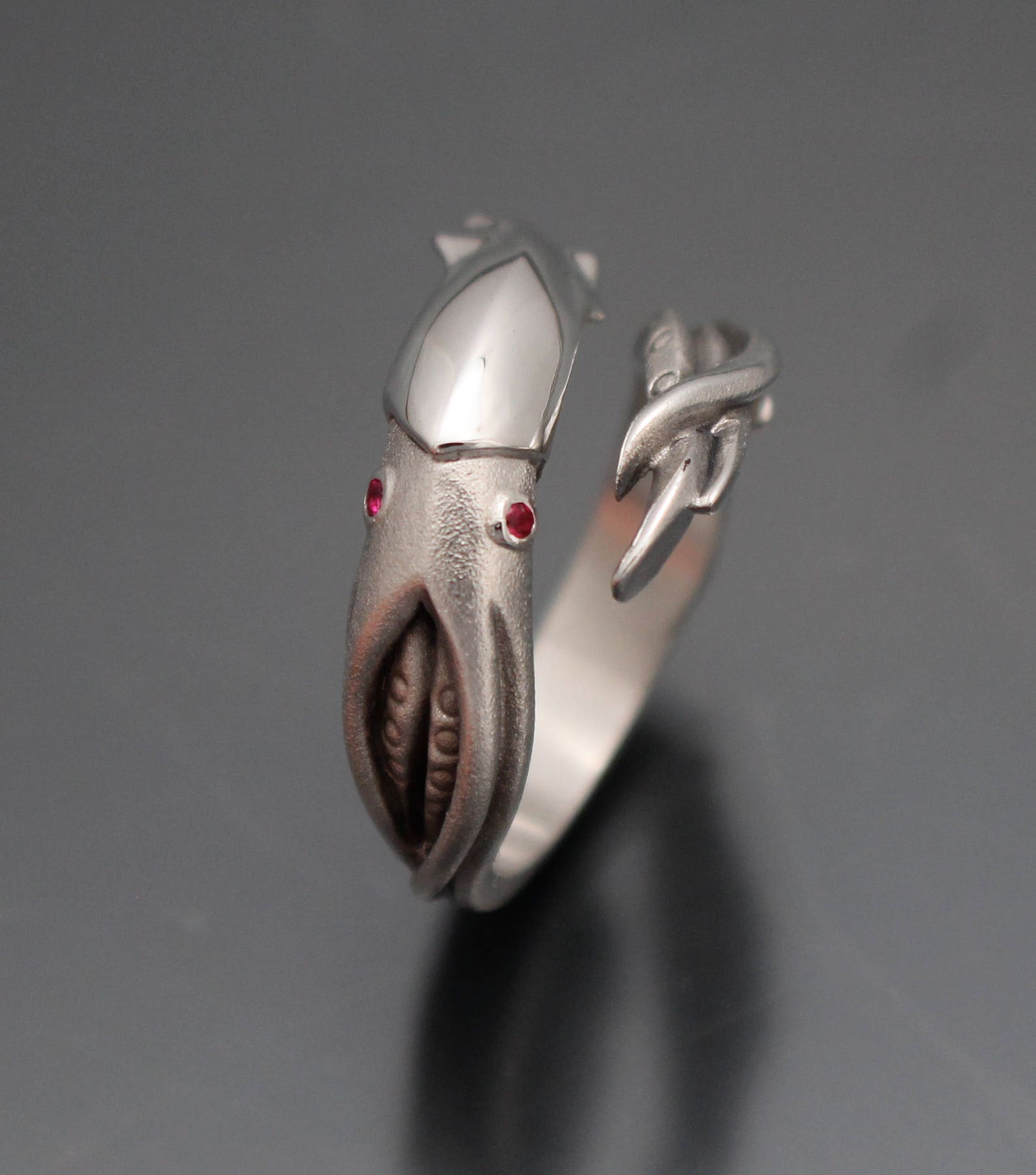 Squid Ring Silver With Gem Eyes - Etsy