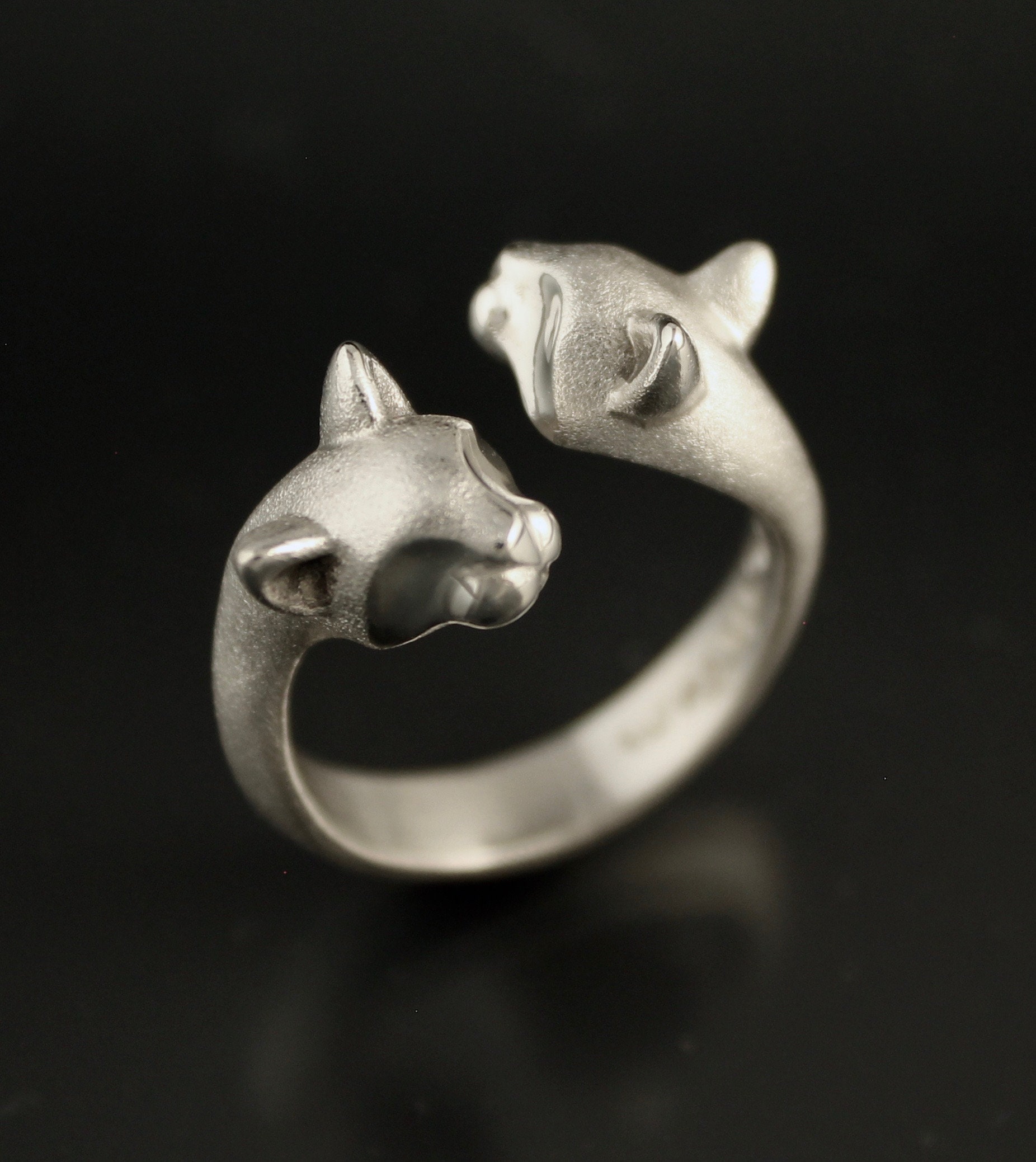 Double Cat Ring Silver - Etsy