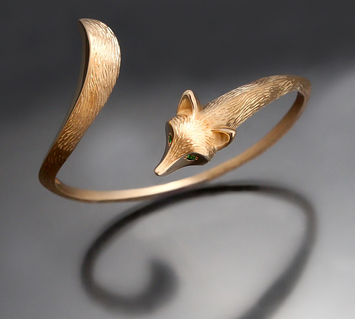 Fox Bracelet Hand Engraved Fur. Bronze - Etsy UK