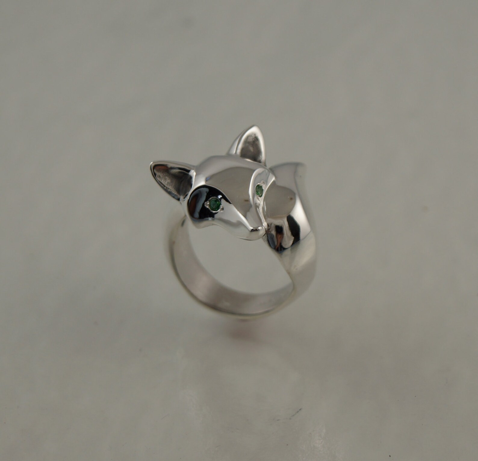 Fox Ring Silver High Polish Colored Stone Eyes - Etsy