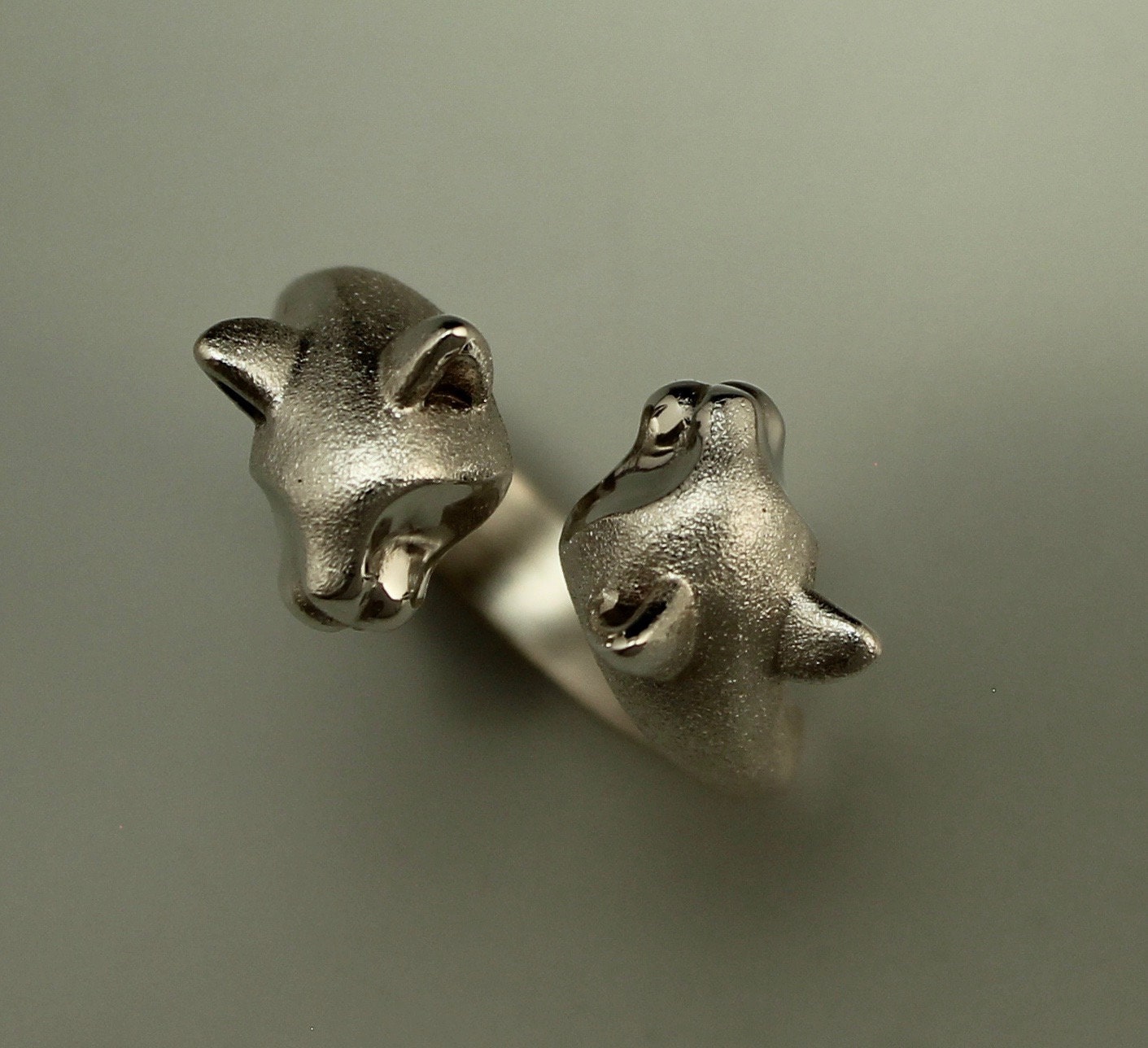 Double Cat Ring Silver - Etsy