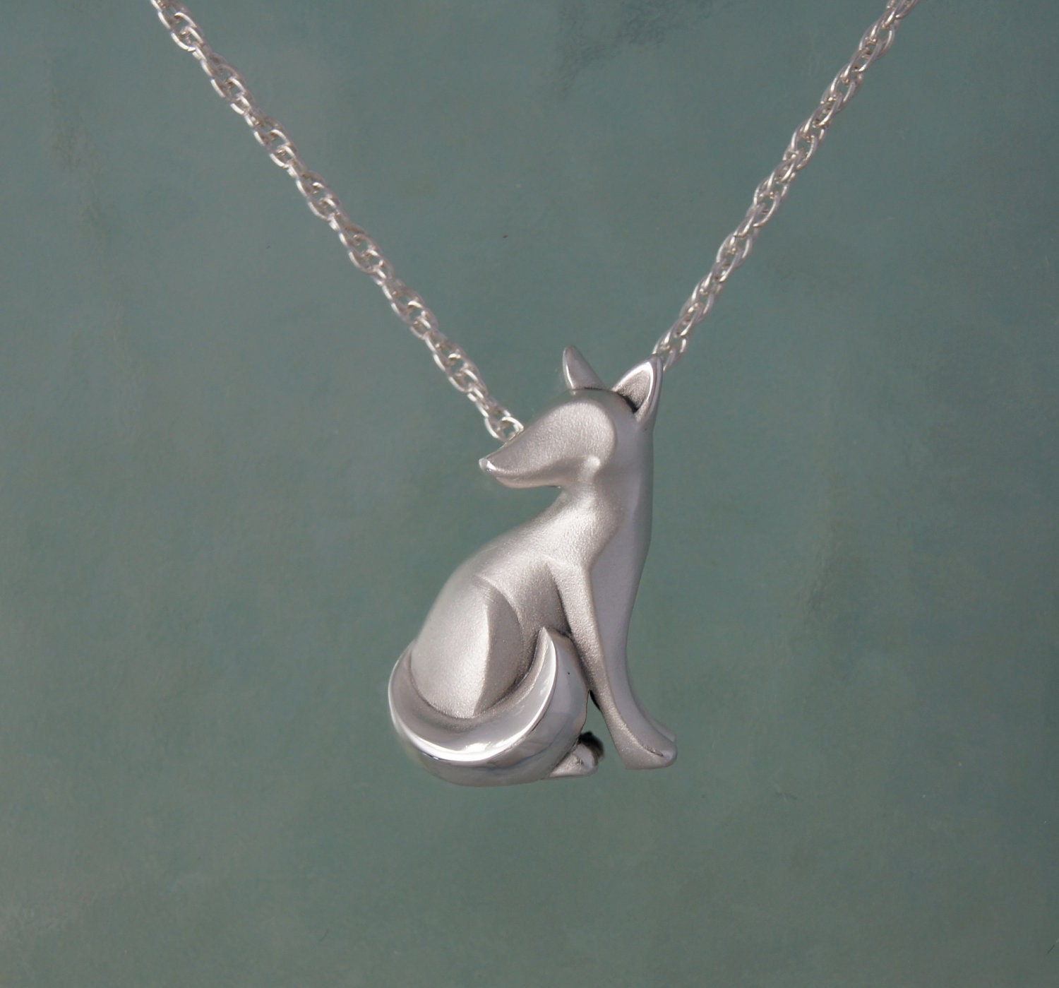 Sitting Silver Kit Fox Pendant SATIN FINISH - Etsy