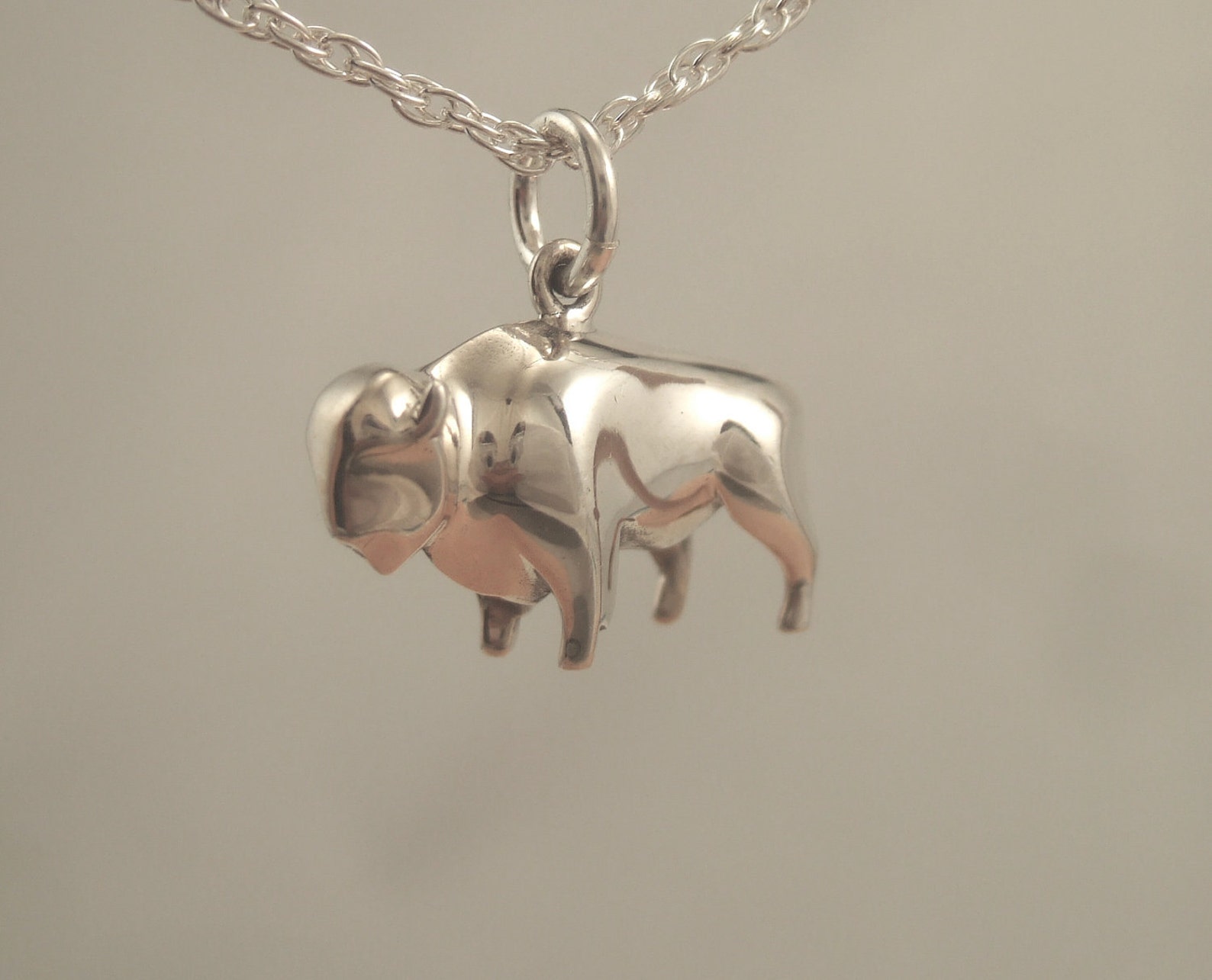 Silver Buffalo Pendant/ Charm - Etsy