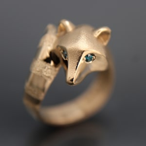 Raccoon Ring, Bronze . Colored Stone or Diamonds Eyes - Etsy