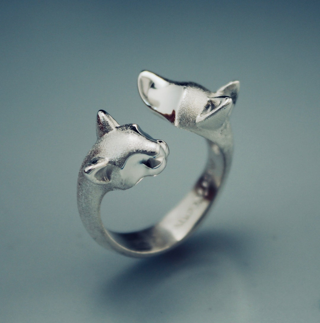 Cat and Dog Ring. Silver - Etsy