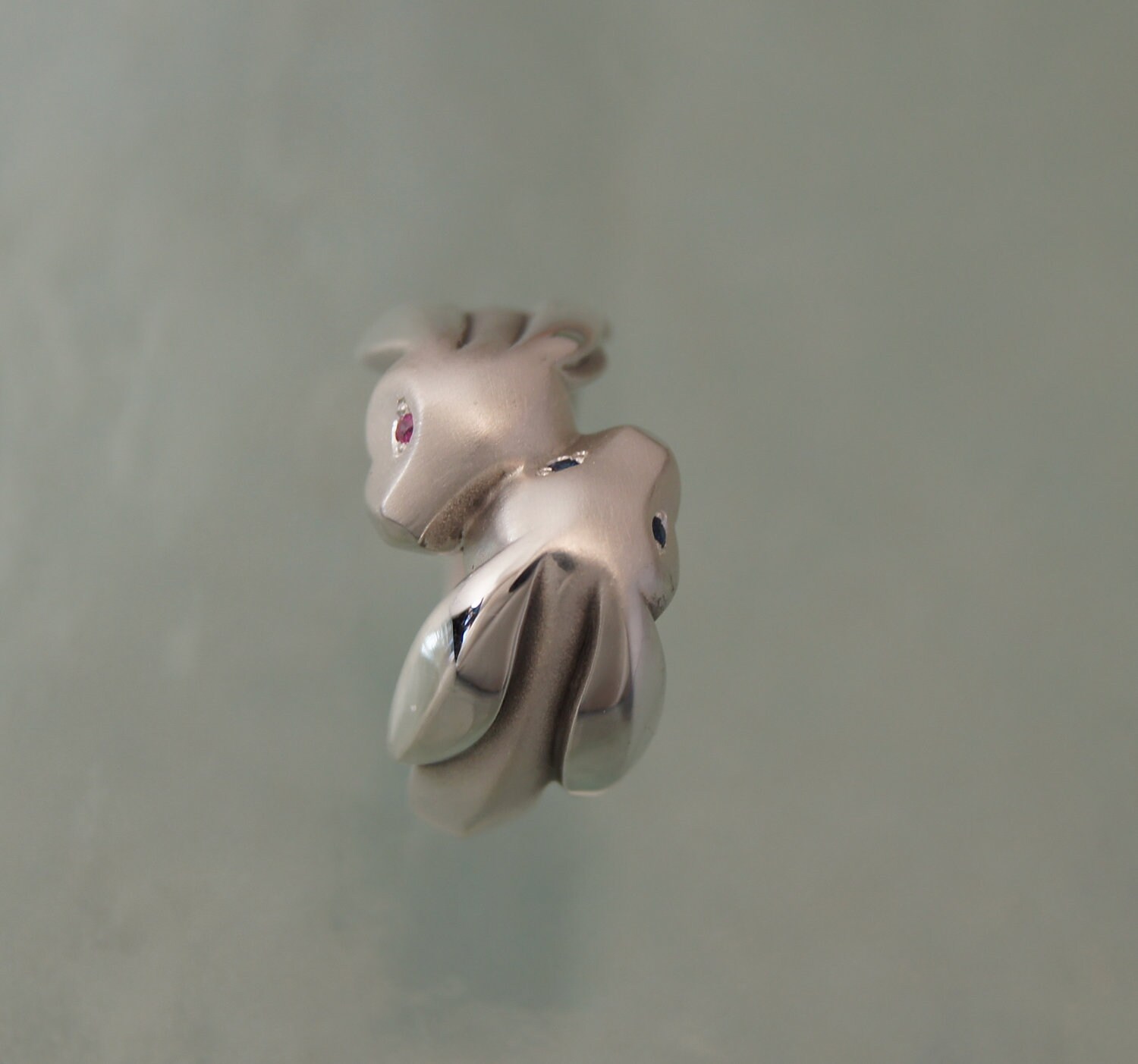 Bunny Love Ring, Sterling With Blue and Pink Sapphire Eyes - Etsy