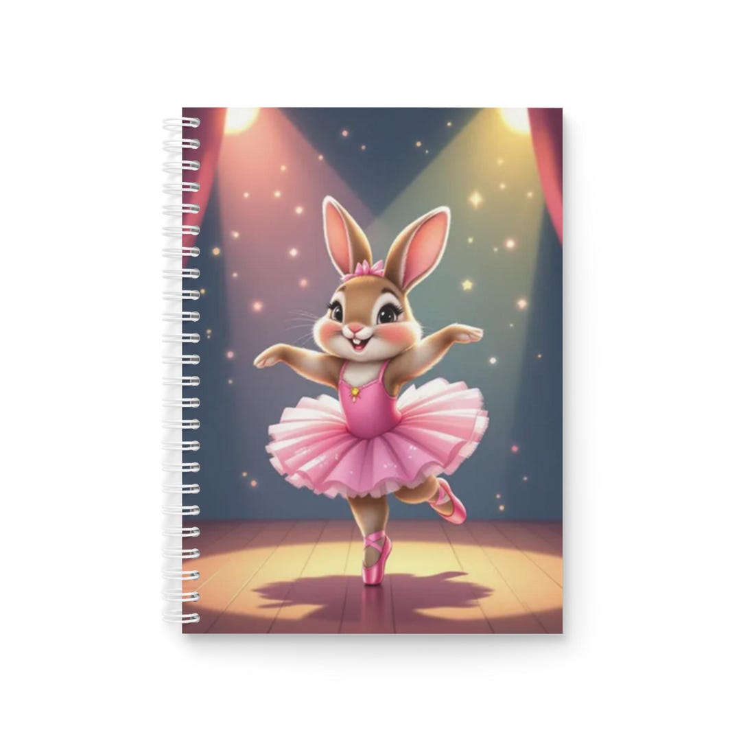 Ballet Bunny Spiral Notebook, Cute Notepad for Kids, Dance Journal ...