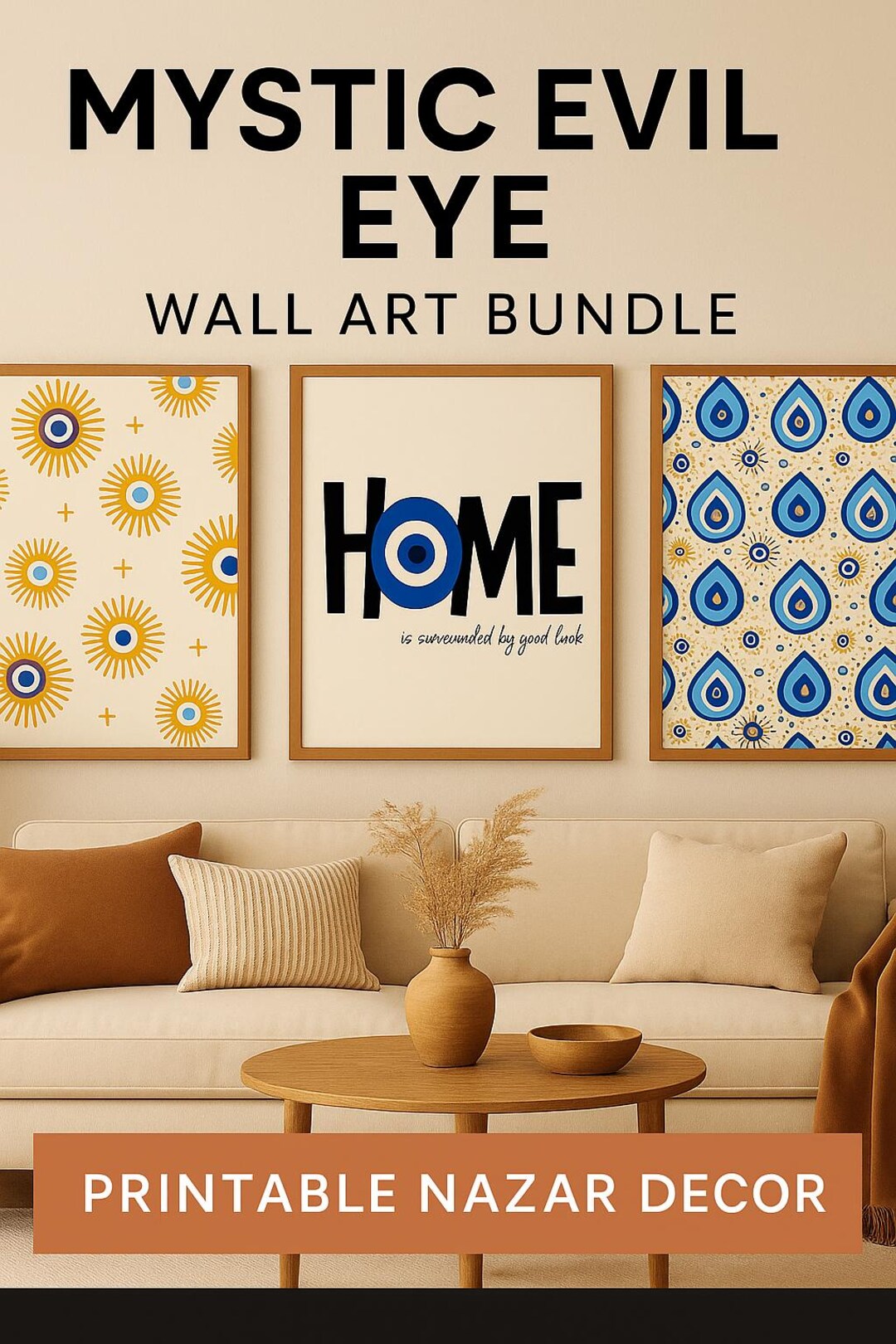 Boho Evil Eye Wall Art – Nazar Protection Printable for Entryway & Home ...