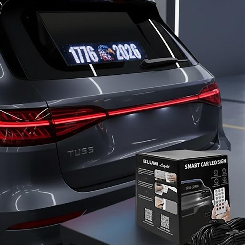 America 250th Anniversary 1776-2026 Eagle Us Flag Car Window LED Light ...