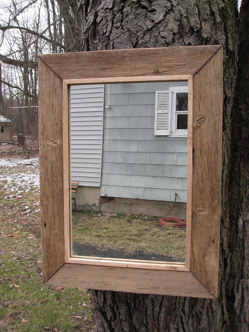 Large Primitive Rustic Barn Wood Mirror No.1602 - Etsy