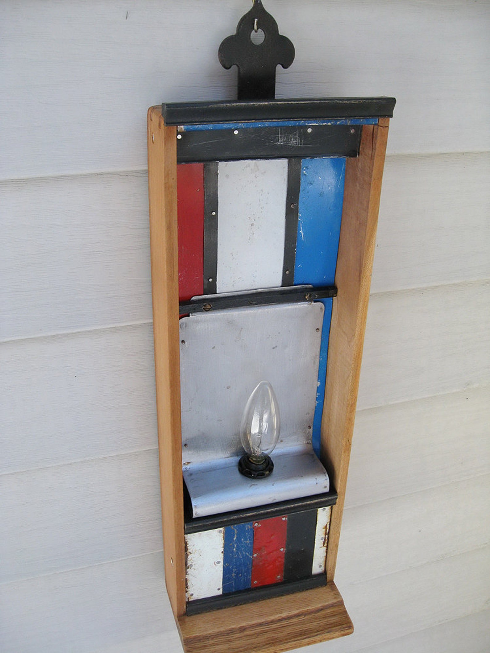 SOLD Industrial Rustic Filing Cabinet Drawer Lamp Lantern Sconce Night ...
