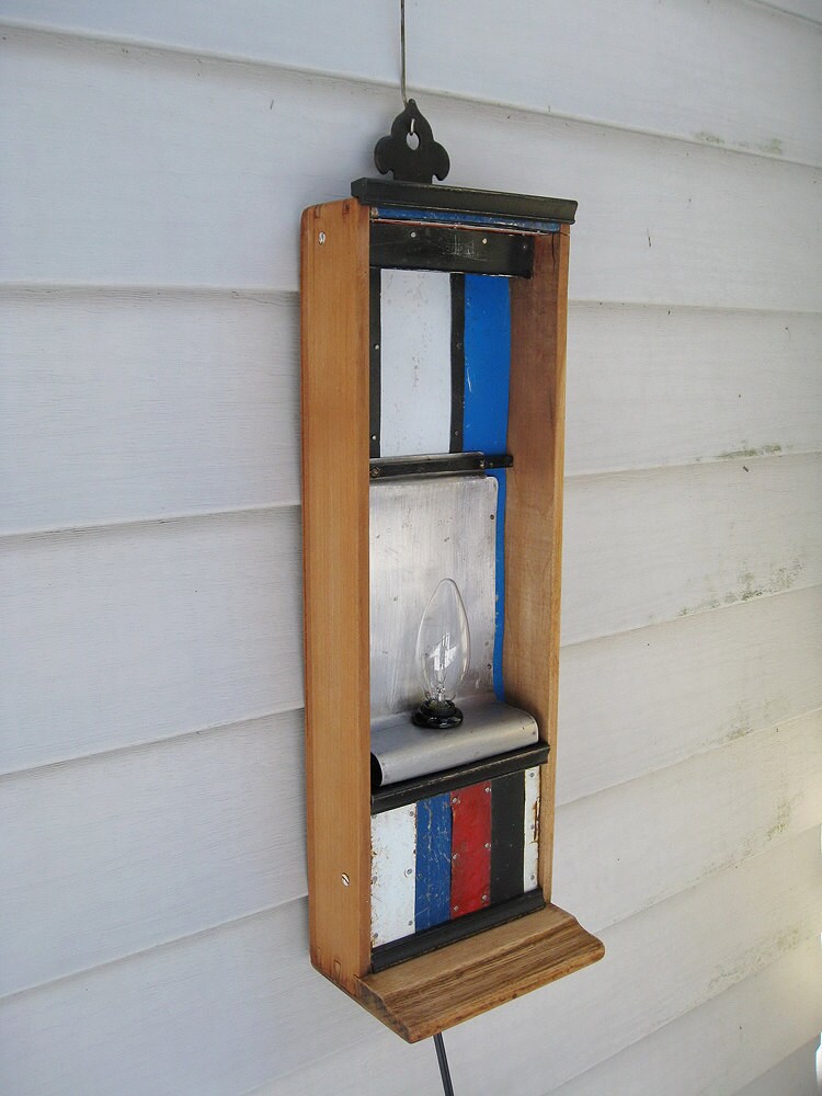 SOLD Industrial Rustic Filing Cabinet Drawer Lamp Lantern Sconce Night ...